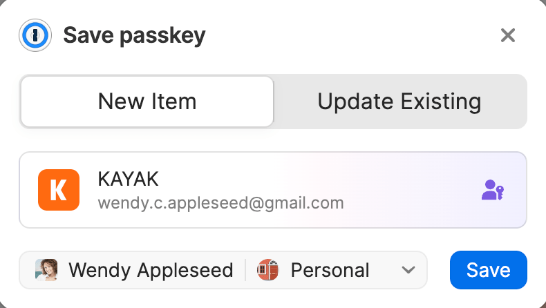 Save and sign in with passkeys in your browser (beta) | 1Password